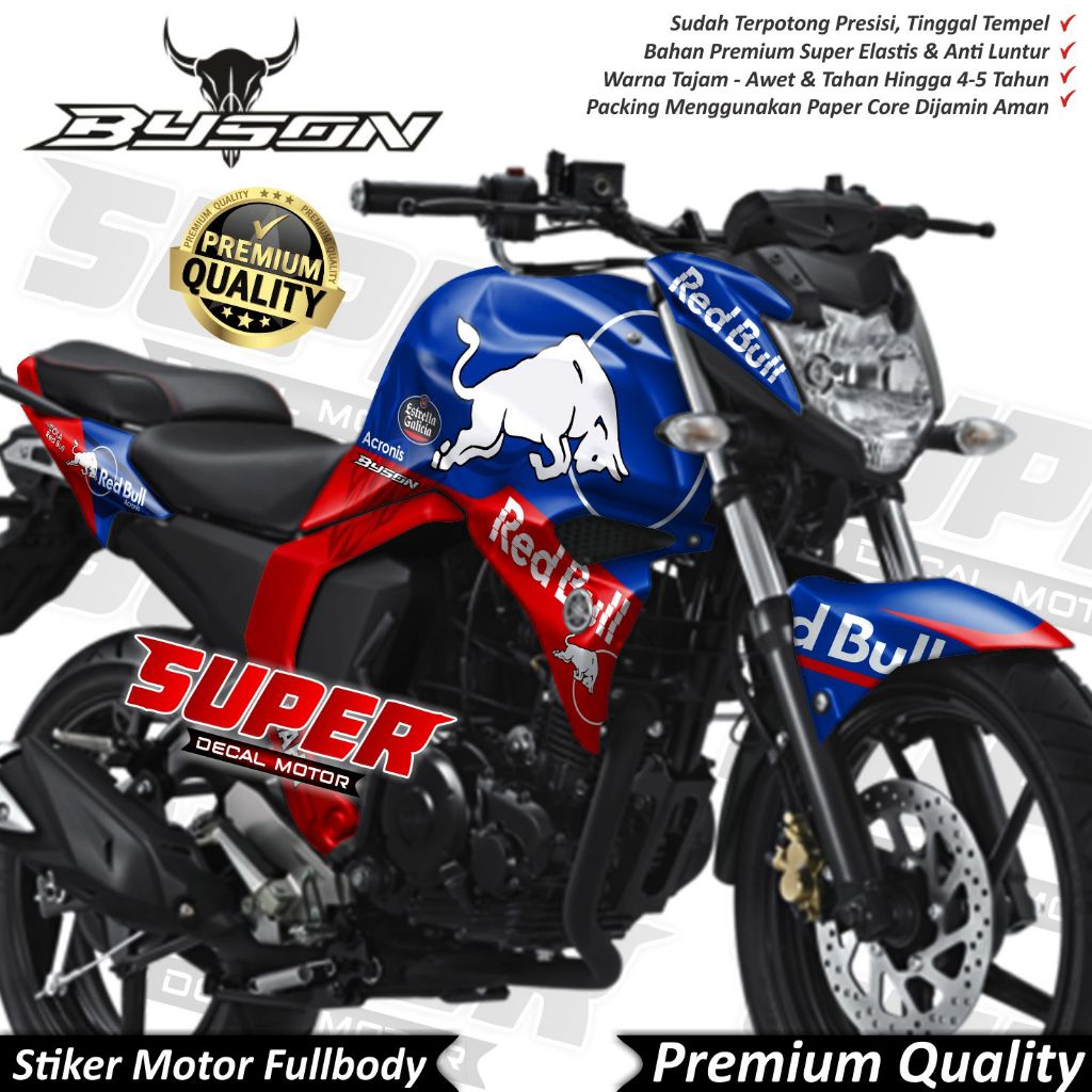 Jual Stiker Decal Motor Yamaha Byson FI New Full Body Variasi Redbull ...