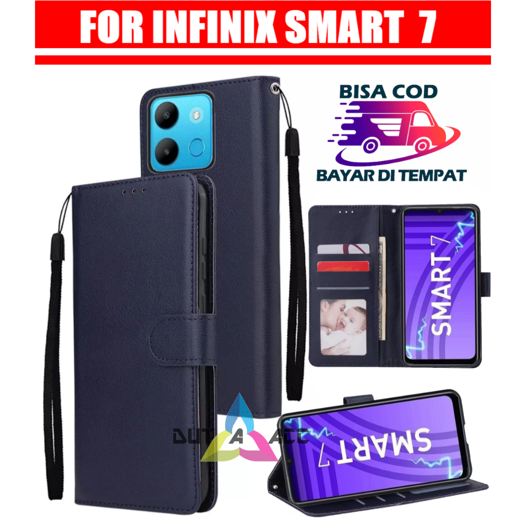 Jual flip case leather INFINIX SMART 7 casing cover kulit bisa buka ...
