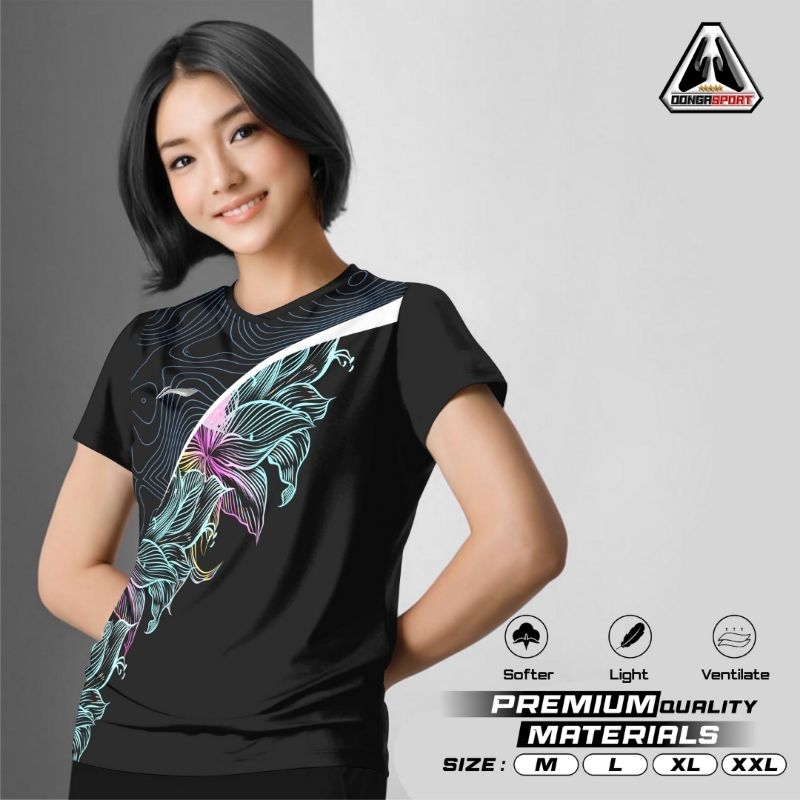 Jual BLC 01 Baju Badminton Cewe Dewasa Kaos Bulutangkis Wanita Jersey Badminton Women Print ...