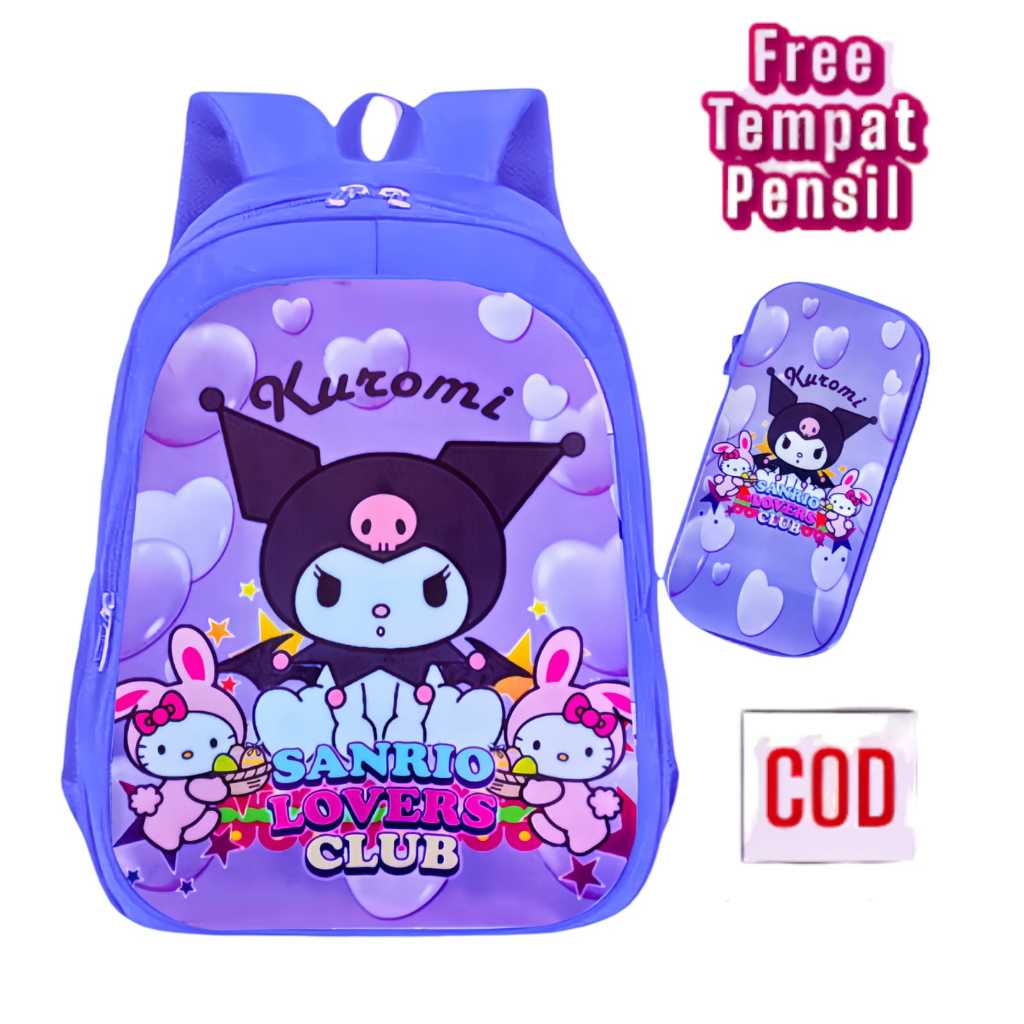 Jual Tas Kuromi Tas Anak Sekolah Perempuan TK SD Motip Kuromi Sanrio Tas Anak Terbaru PREMIUM ...