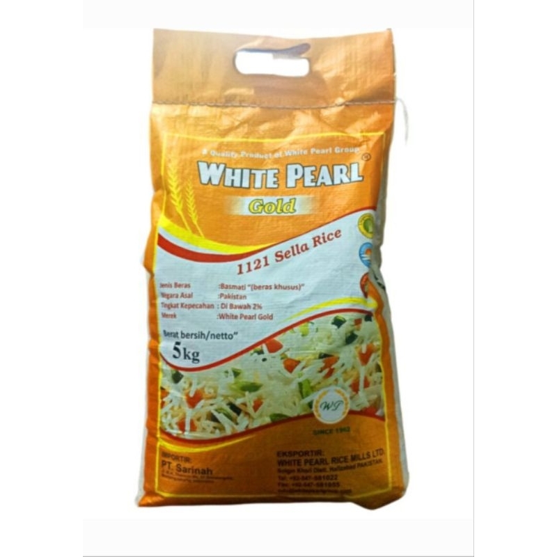 Jual BERAS BASMATI 5kg White pearl/BERAS NASI KEBULI/BERAS PAKISTAN ...