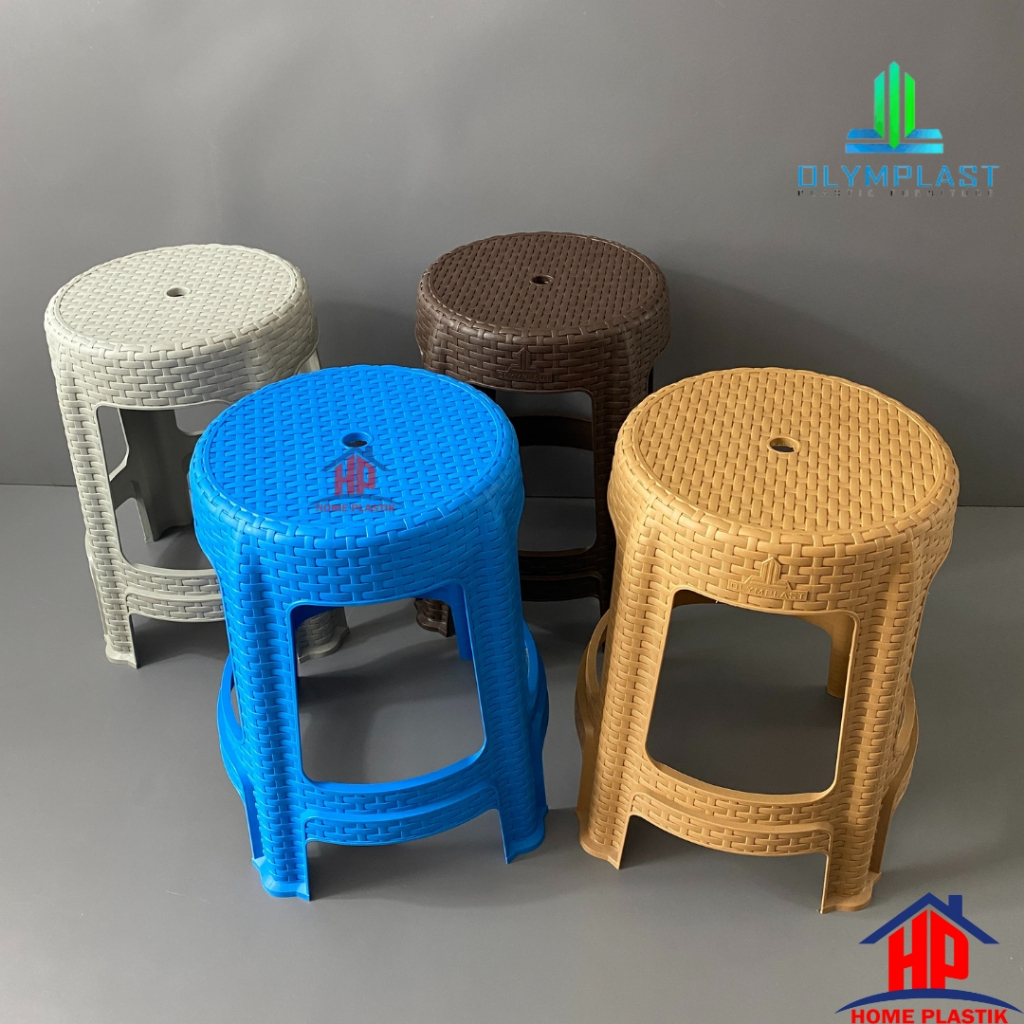 Jual OLYMPLAST - Bangku Rattan Round Chair / Kursi Baso Bulat / Kursi Makan / Kursi Cafe ...