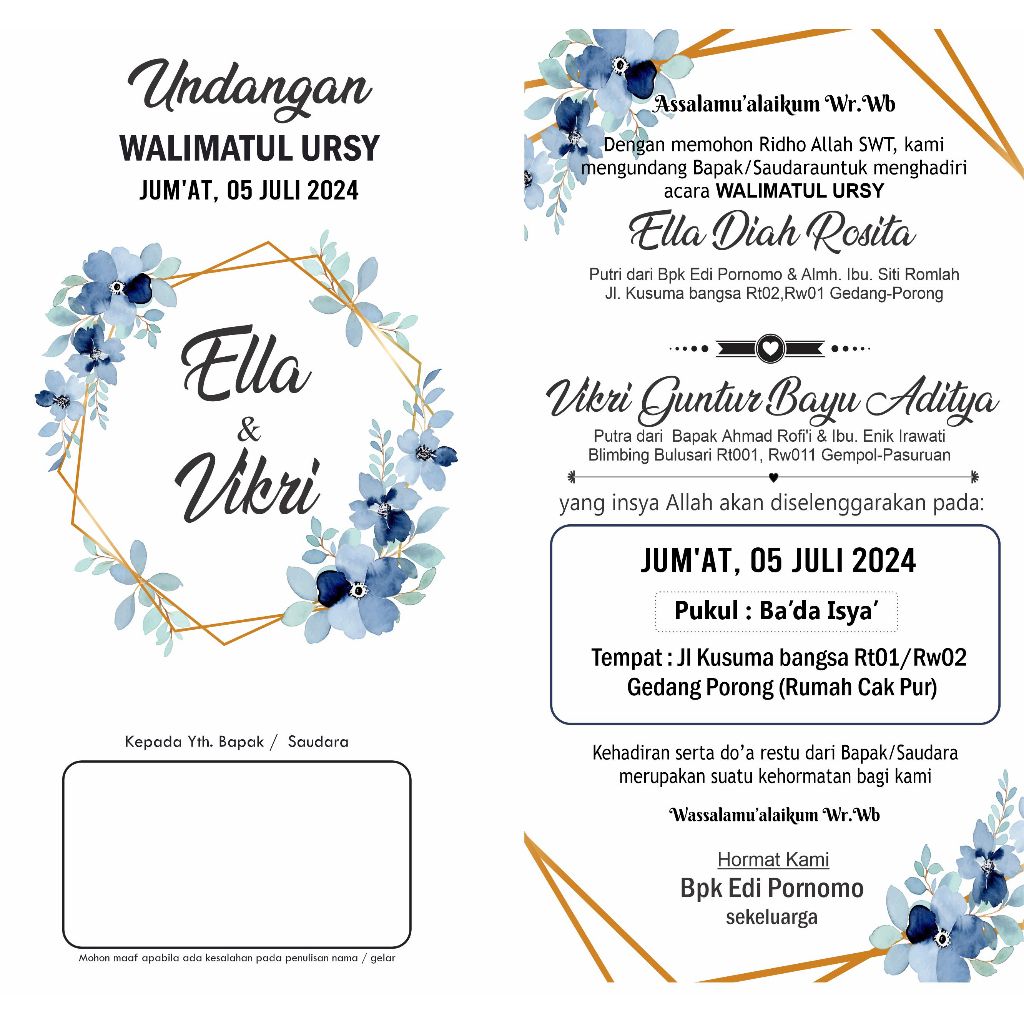 Jual Undangan Tahlil/yasinan/walimah/khitanan/Maulid Nabi Muhammad SAW ...