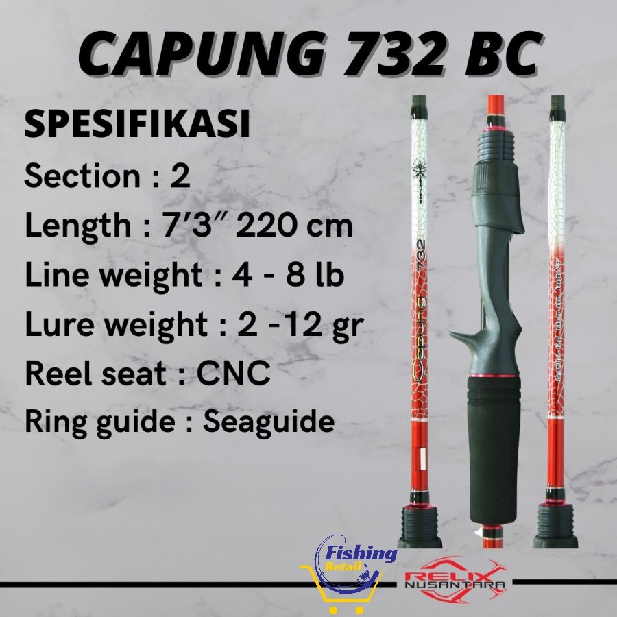 Jual Joran Capung 732 BC UL 4-8 lb BAITCASTING Relix Nusantara | Shopee ...