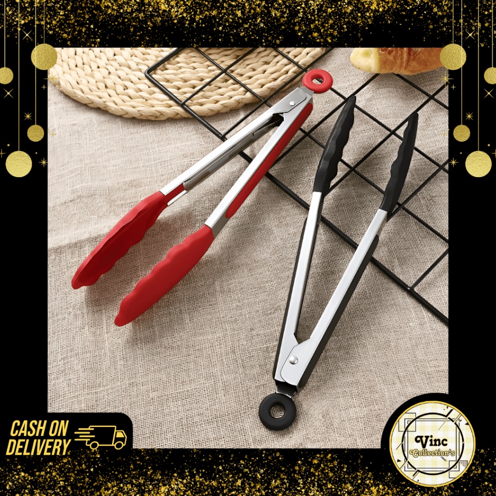 Jual PROMO BESAR TONGS FOOD STAINLESS SILICONE PENCAPIT KUE DAN ...