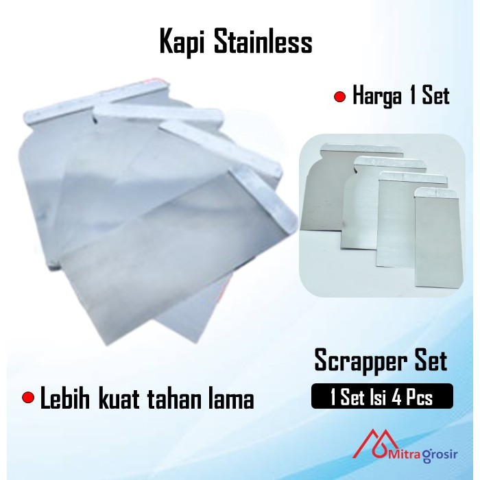 Jual Kape Set Stainless 4PC Scraper Kapi Set Kape Kapi Set Pisau Dempul ...