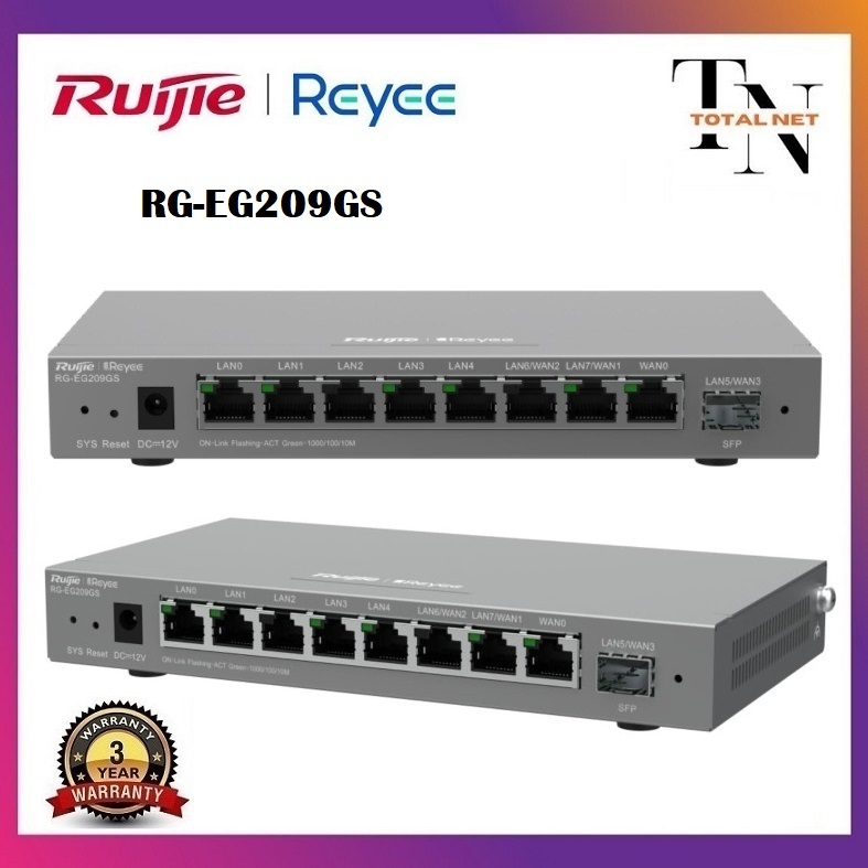 Jual Ruijie RG-EG209GS Reyee 9-Port Gigabit Cloud Managed SFP Router ...