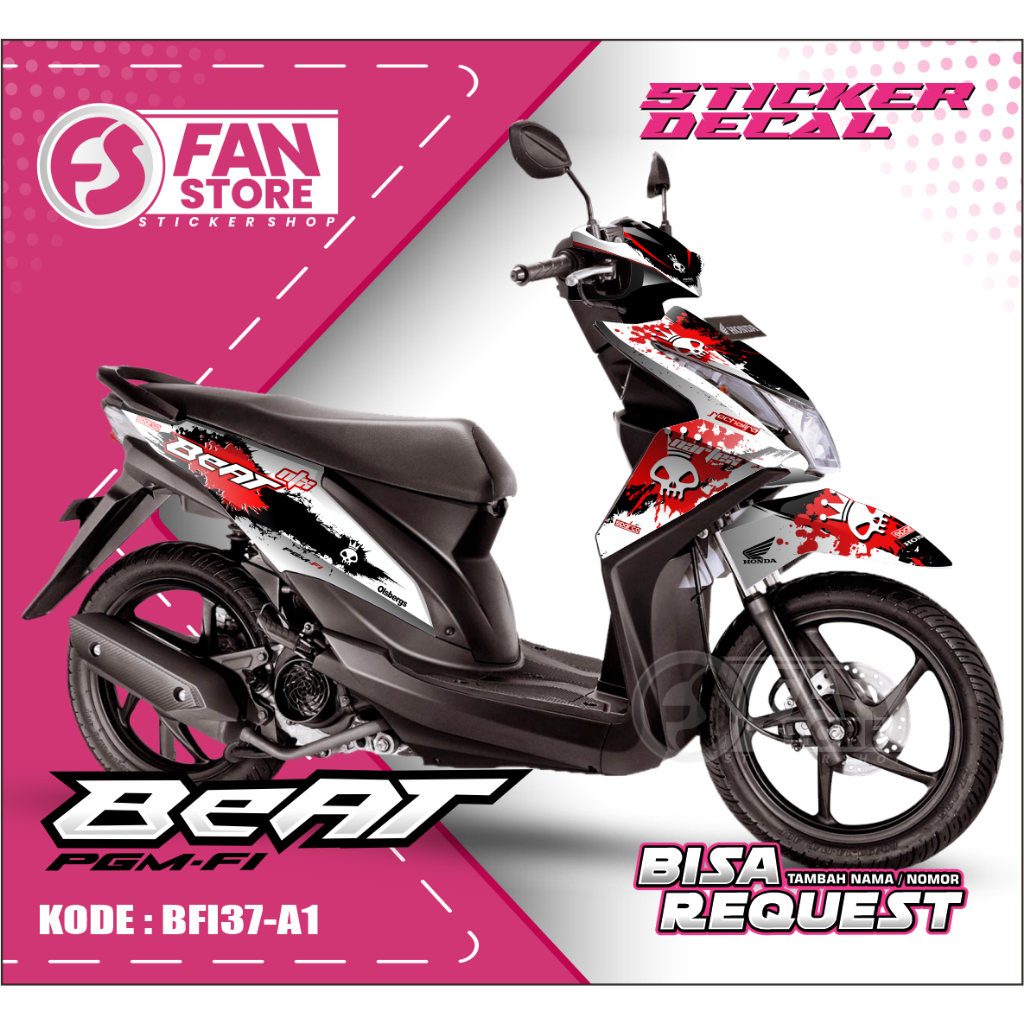 Jual Sticker Decal Honda Beat FI - BLUEBEAM MERAH PUTIH | Shopee Indonesia