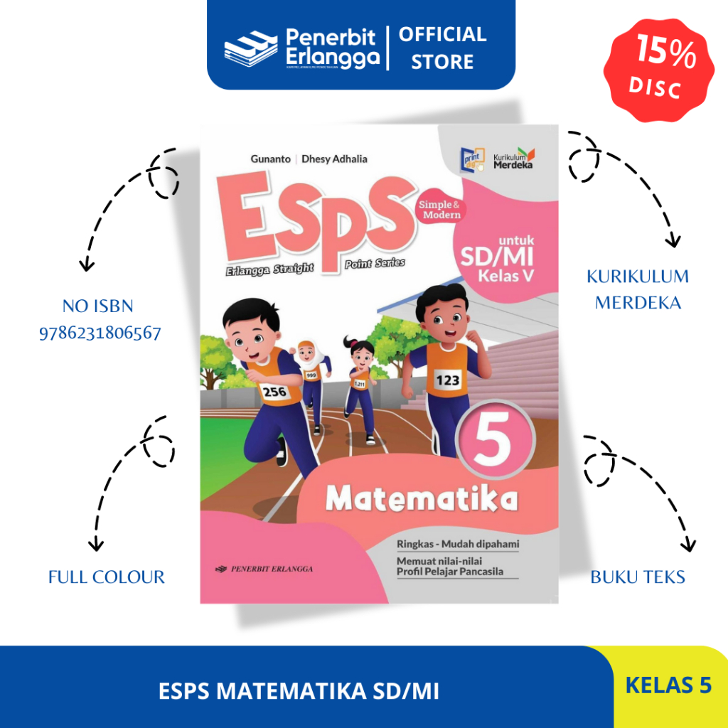 Jual [Erlangga Official] Esps Matematika Sd/Mi Kelas 5 - Kurikulum Merdeka | Shopee Indonesia