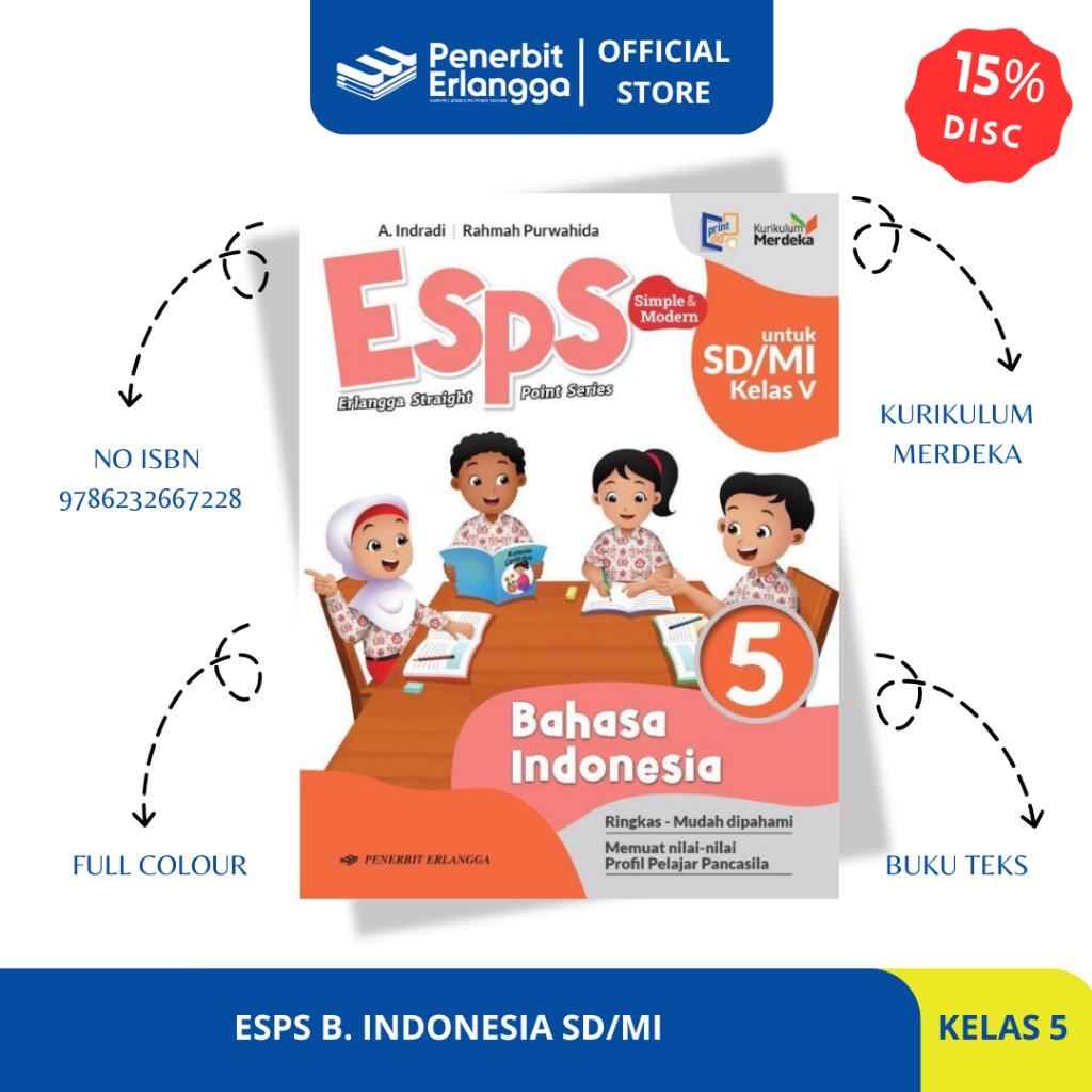 Jual [Erlangga Official] Esps Bahasa Indonesia Sd/Mi Kelas 5 - Kurikulum Merdeka | Shopee Indonesia