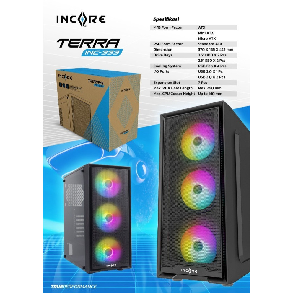 Jual Case PC Incore Inc-333 / Casing Kesing Komputer Gaming with 4 Fan ...