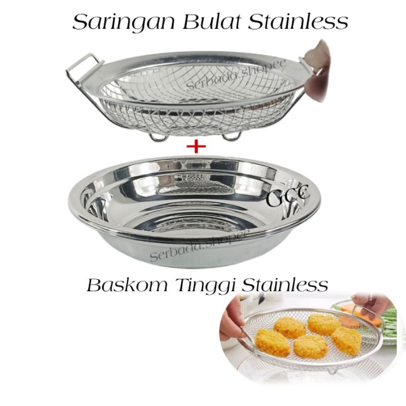 Jual A1 Saringan Bulat Tiris Minyak Sayur Serbaguna Gagang Stainless ...