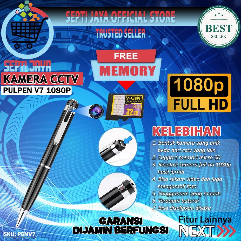 Jual Siap Pakai Spy Camera Mini Pencam Pulpen Pen V7 Resolusi Full HD ...