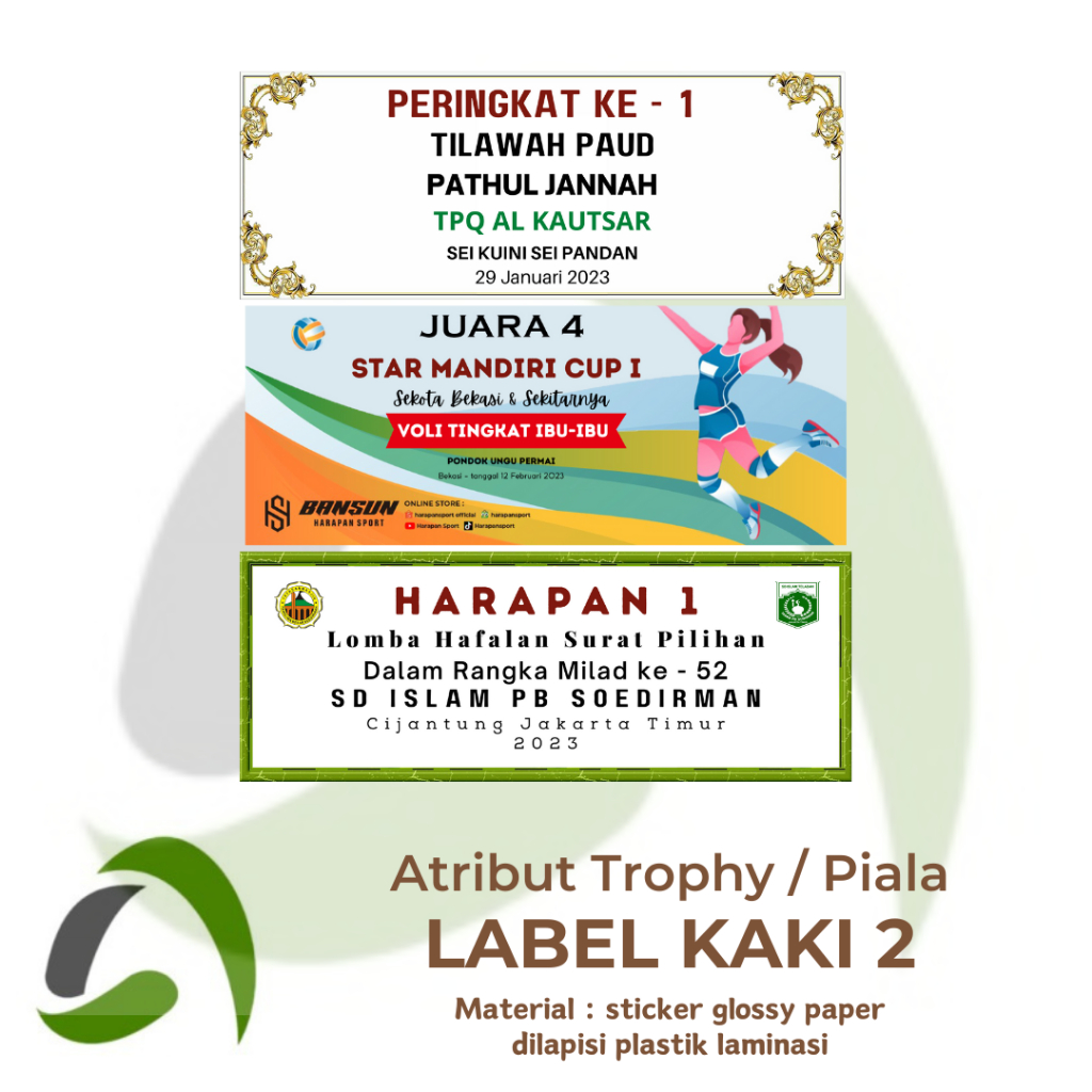 Jual Stiker Label/Plat Piala Kaki 2 (Atribut Piala /Trophy) | Shopee ...