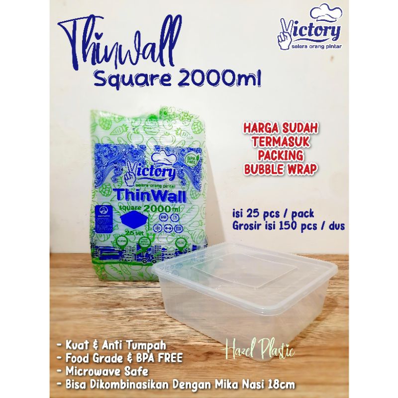 Jual [isi 25 pcs] THINWALL SQUARE 2000ml VICTORY / KOKIKU / TEPAK MAKAN ...