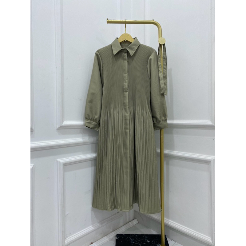 Jual DRESS PLISKET STELLA PLEATS DRESS SHAKILA TANGAN PANJANG TALI ...