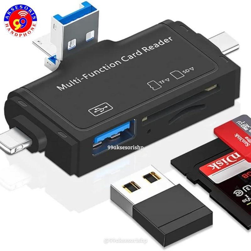 Jual SAMBUNGAN / OTG + CARD READER MULTIFUNGSI SUPPORT TRANSFER DATA ...
