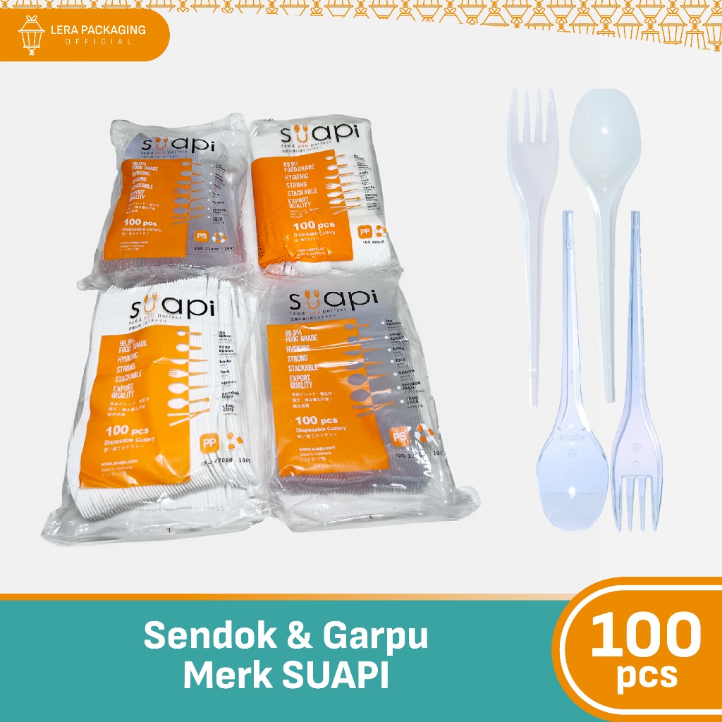 Jual [100pcs] Sendok / Garpu Makan Plastik merk SUAPI & UNO Food Grade ...
