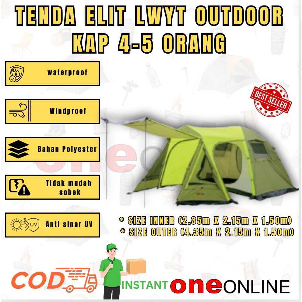Jual Tenda camping kemping gunung keluarga dome 5 orang 2 pintu bahan ...