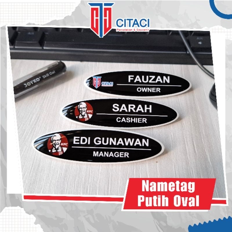 Jual NAMETAG PUTIH OVAL, PAPAN NAMA,NAMA DADA, PIN NAMA, NAMETAG ...