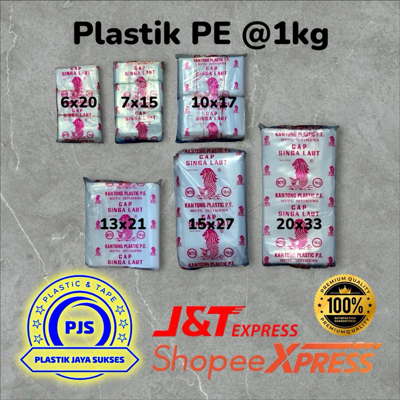 Jual Plastik PE + Singa Laut + Ukuran : 10x17 13x21 15x21 15x27 20x33 ...