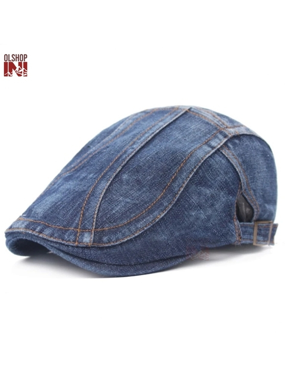Jual Topi Pet Retro Vintage Jeans Flat Cap Katun Dark Blue | Shopee ...