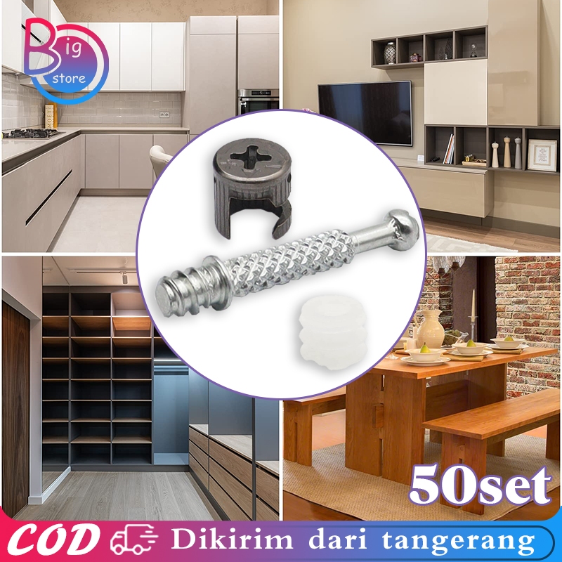 Jual 50set Minifix Baut Knock Down Skrup 40mm Baut Konektor Sambungan ...