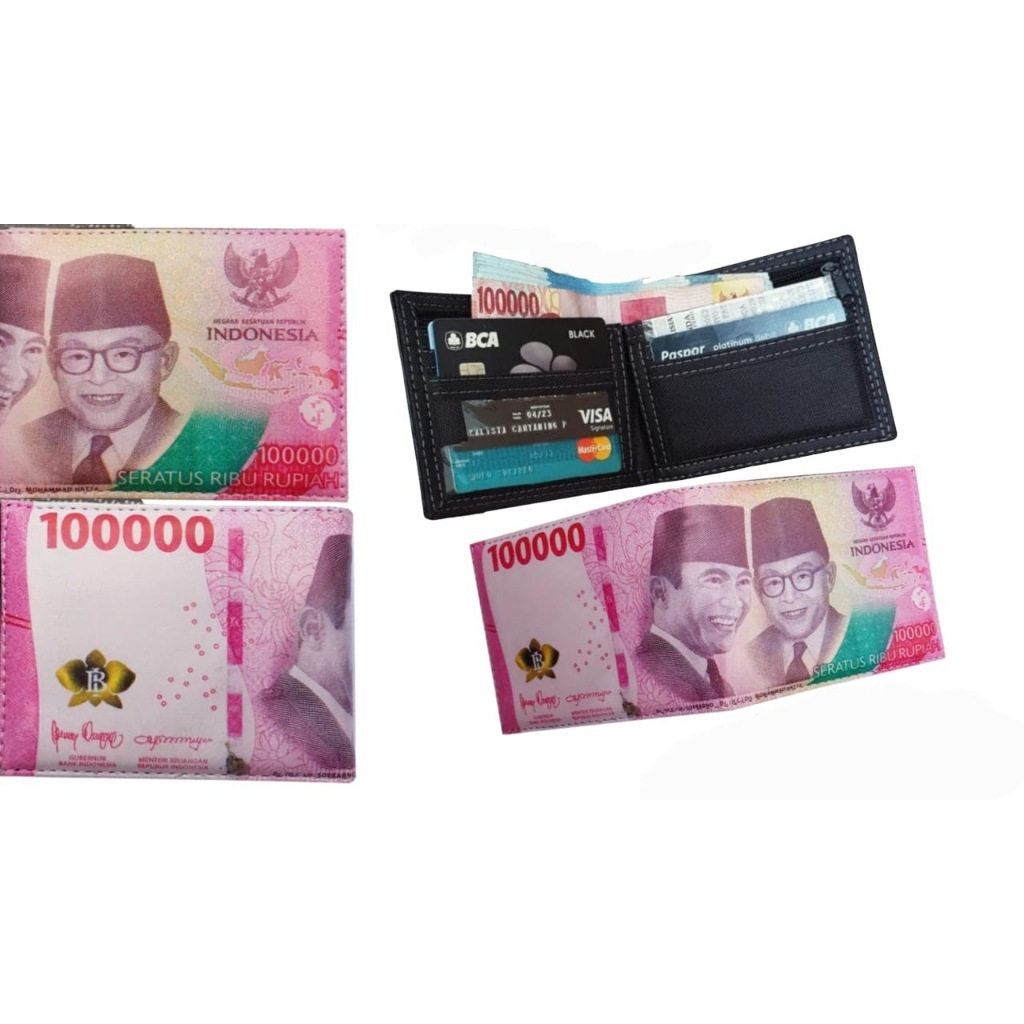Jual Dompet Semi Kulit Karakter Uang Baru Rp 100 Ribu Dompet Lipat ...