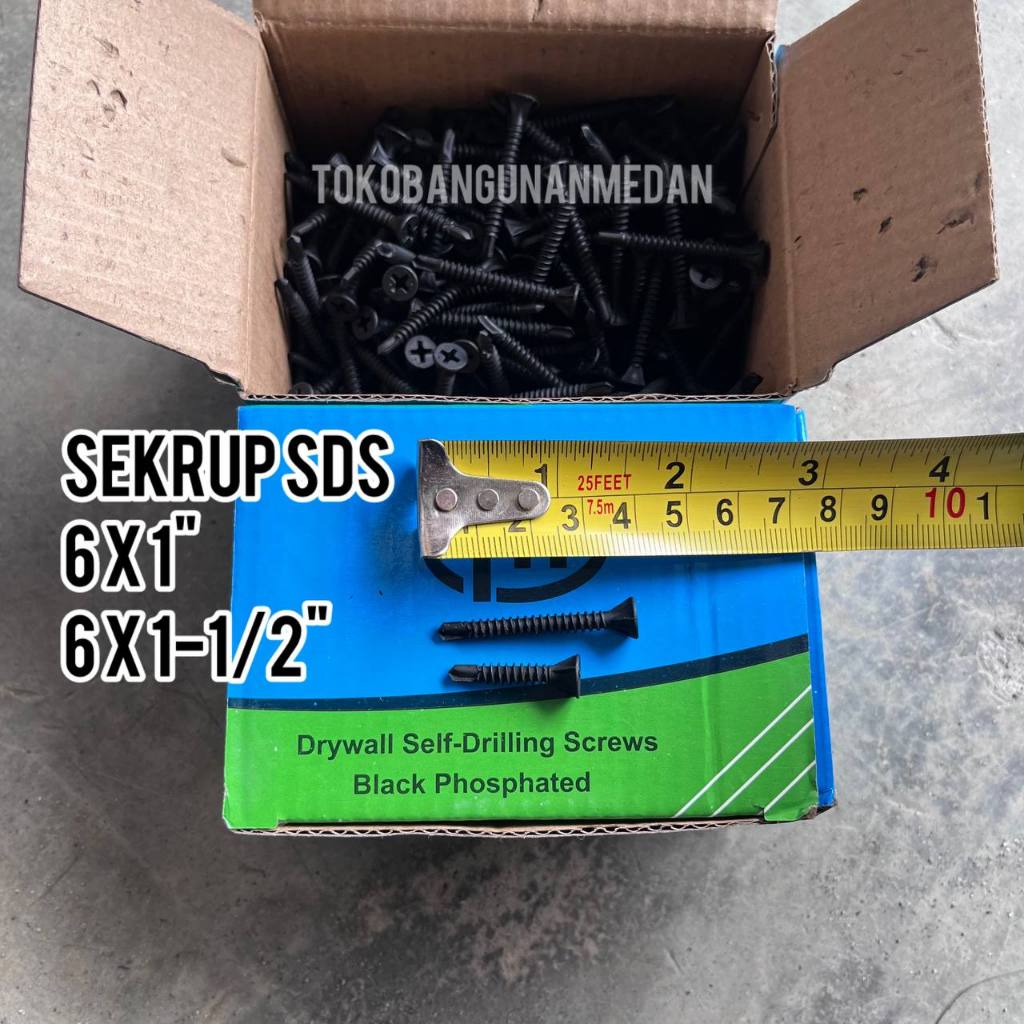 Jual Per kotak / Sekrup SDS Roofing Hitam 6x1 dan 6x1.5 inch - Self ...