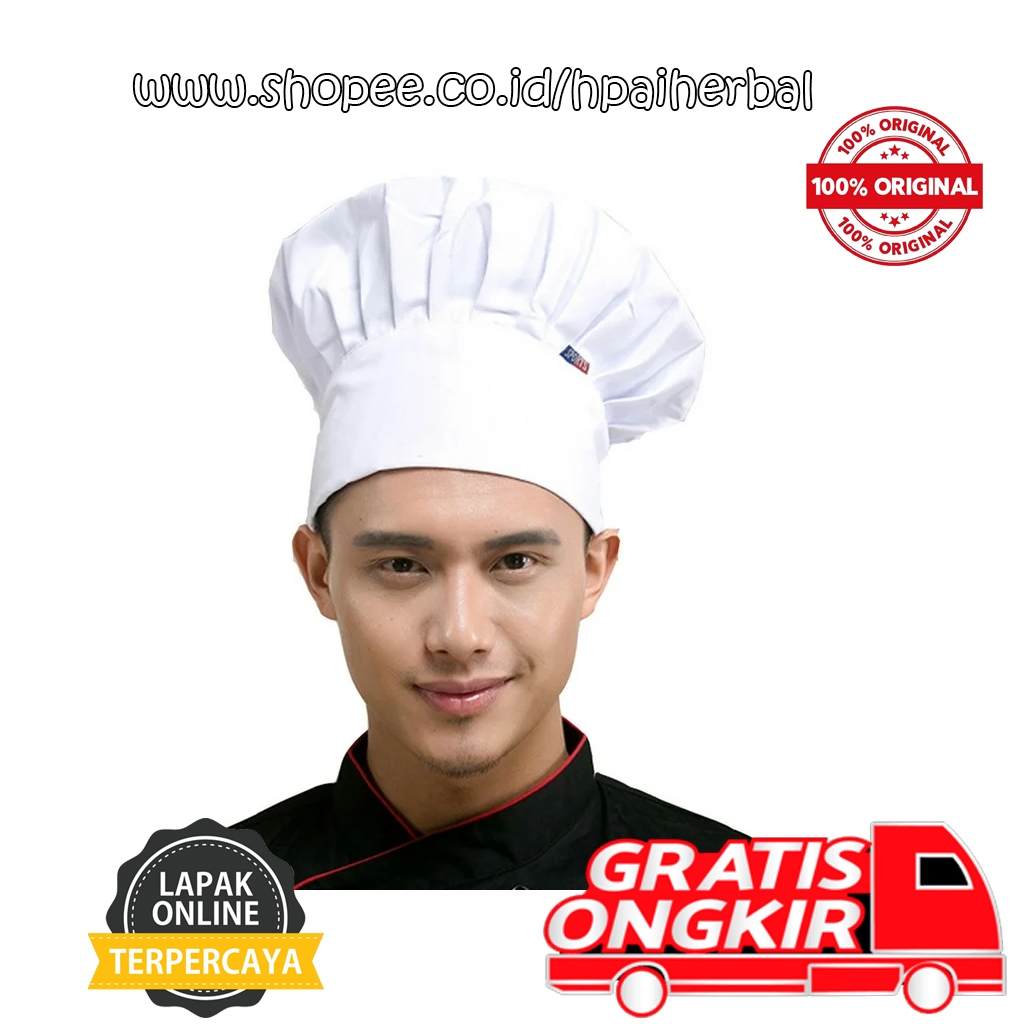 Jual TOPI KOKI PUTIH TOPI MASAK JAMUR BULAT TOPI KOKI HOTEL TOPI PENUTUP KUE ROTI PUTIH | Shopee ...