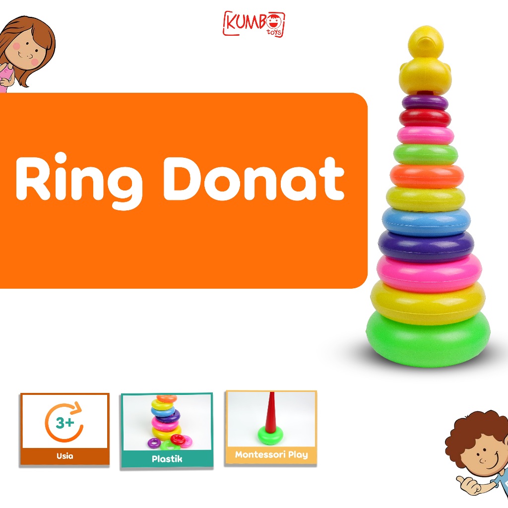 Jual Mainan Donat Susun Jumbo Ring Donat Bebek Baby Toys Anak Balita ...
