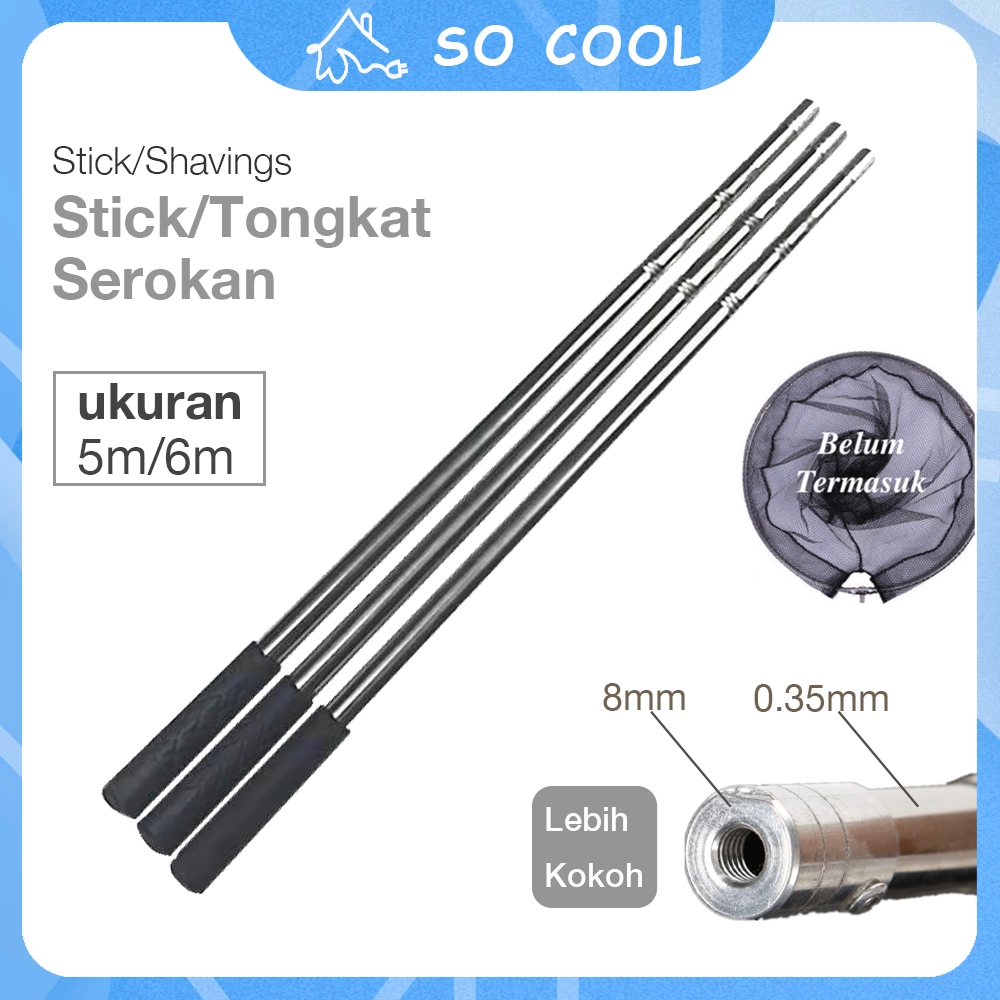 Jual Tanggok Serokan Jala Ikan 4m/5m/6m Jaring Portable/Tongkat Stik ...