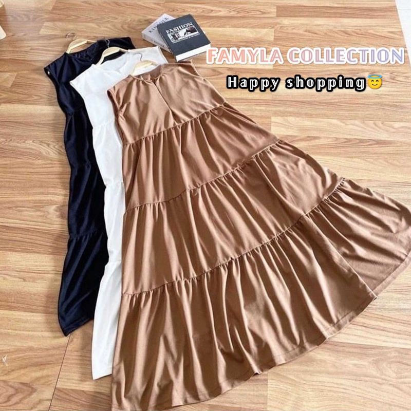 Jual Inner Long Dress Rampel Tanpa Lengan Friendly - Inner Dress Busui ...