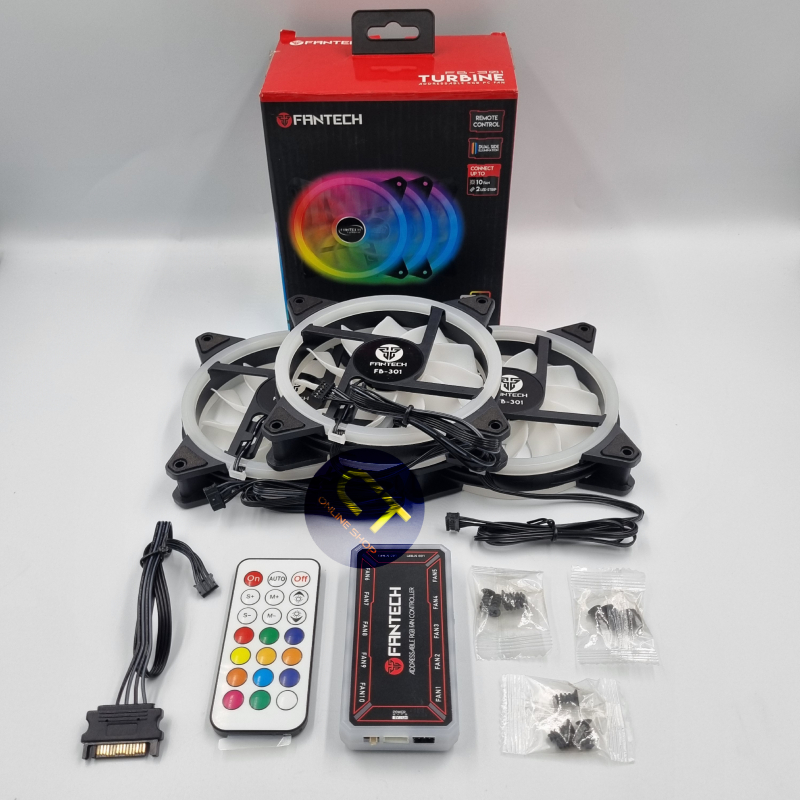 Jual FANTECH Turbine RGB 3in1 FB301 FB-301 11 Fan Case Cooler PC 3X ...