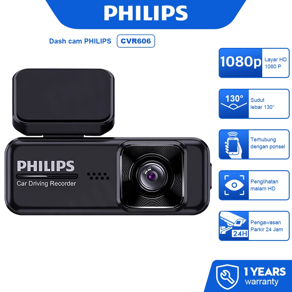 Jual Philips Dash Cam Mobil CVR-606 Set (Front + Hardwire Kit) Kamera ...