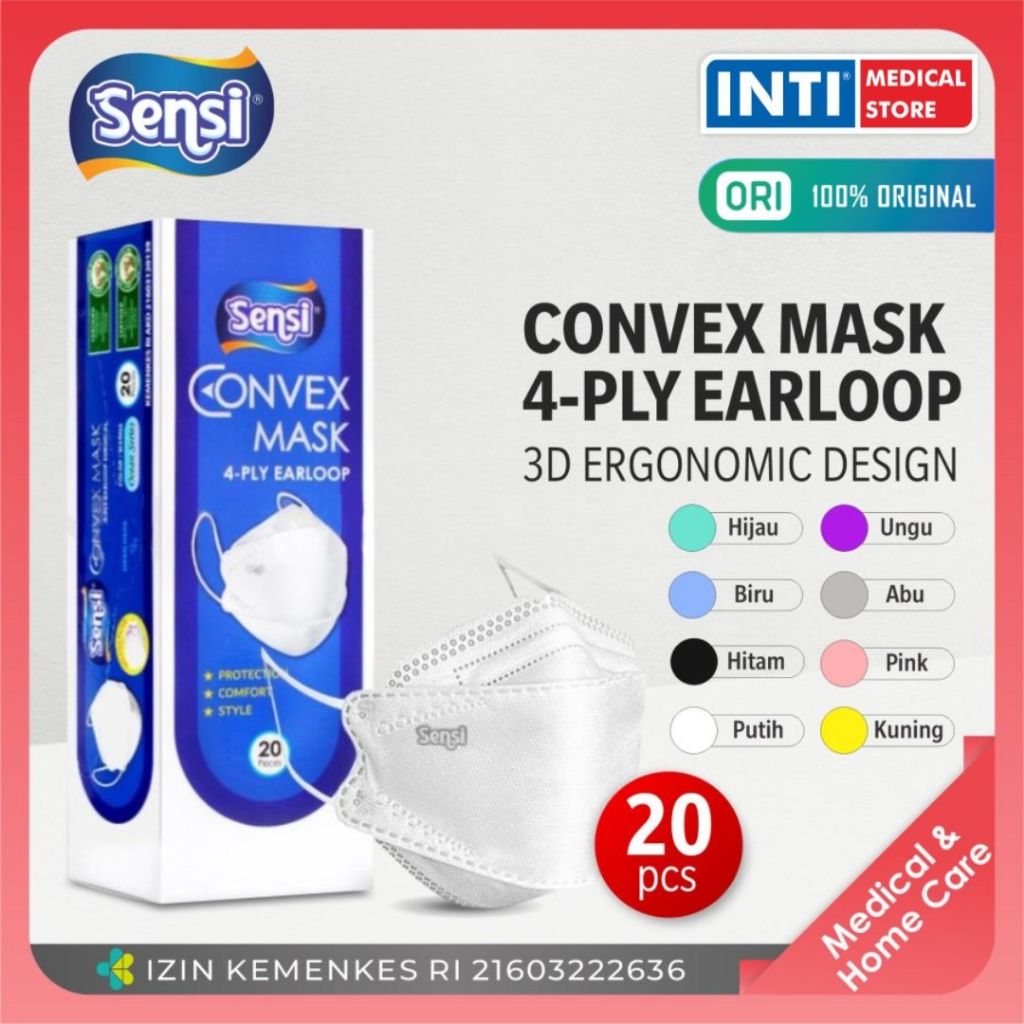 Jual SENSI Convex Mask 4 Ply / Masker Earloop 4 Ply / Masker Sensi ...