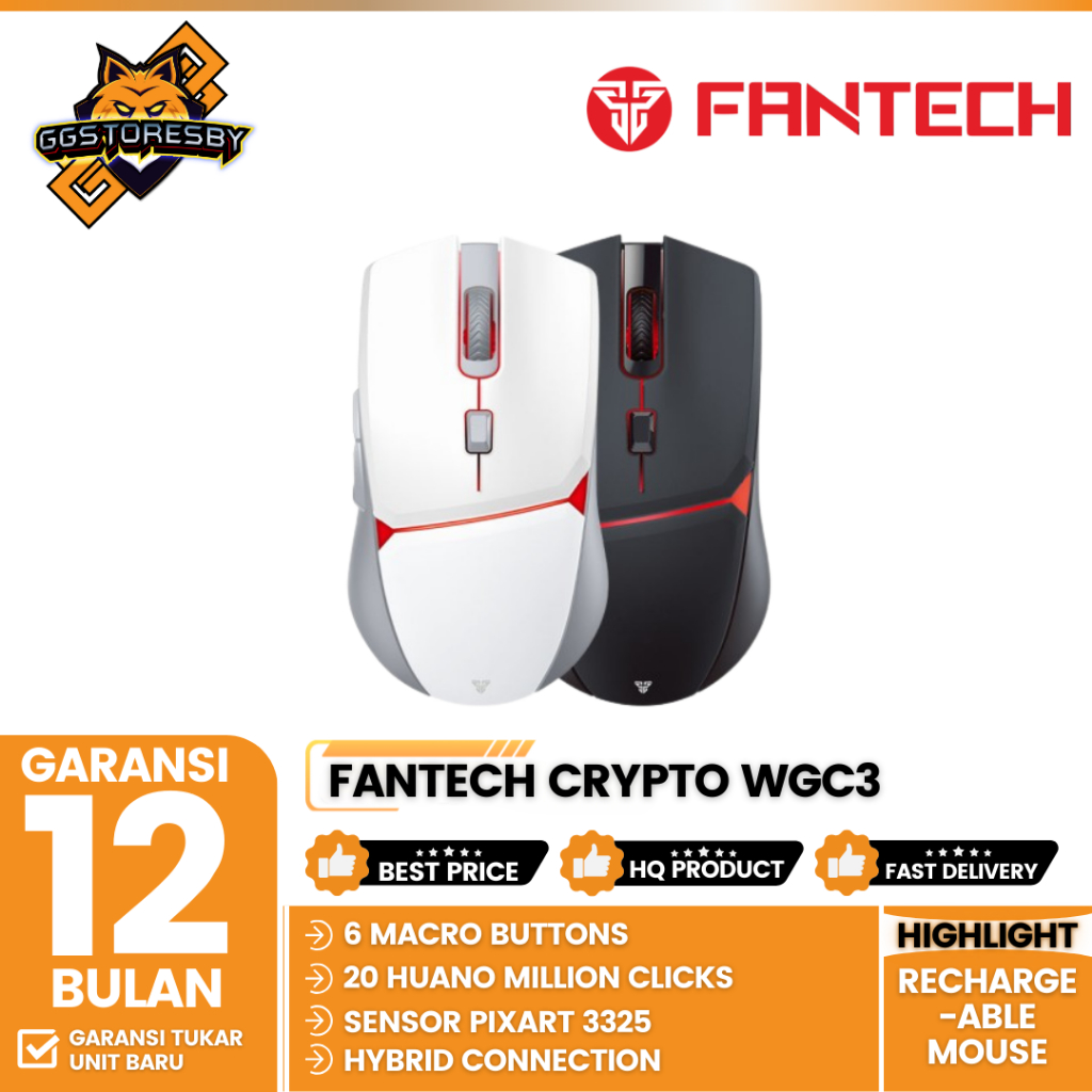 Jual Fantech Crypto Wgc3 Rechargeable Wireless Gaming Mouse | Shopee Indonesia