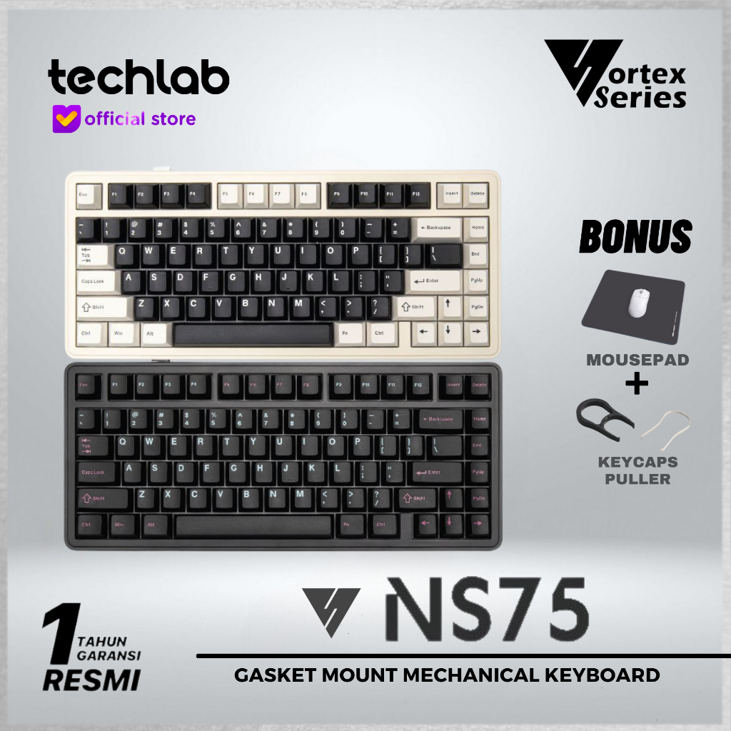 Jual Vortexseries NS75 / NS 75 QMK/VIA Wireless Tri Mode 75% Gasket ...