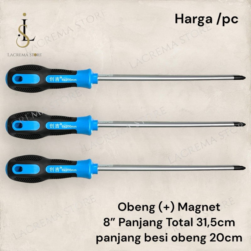 Jual OBENG PANJANG MAGNET PLUS + GAGANG KARET 8 INCH BIRU | Shopee ...