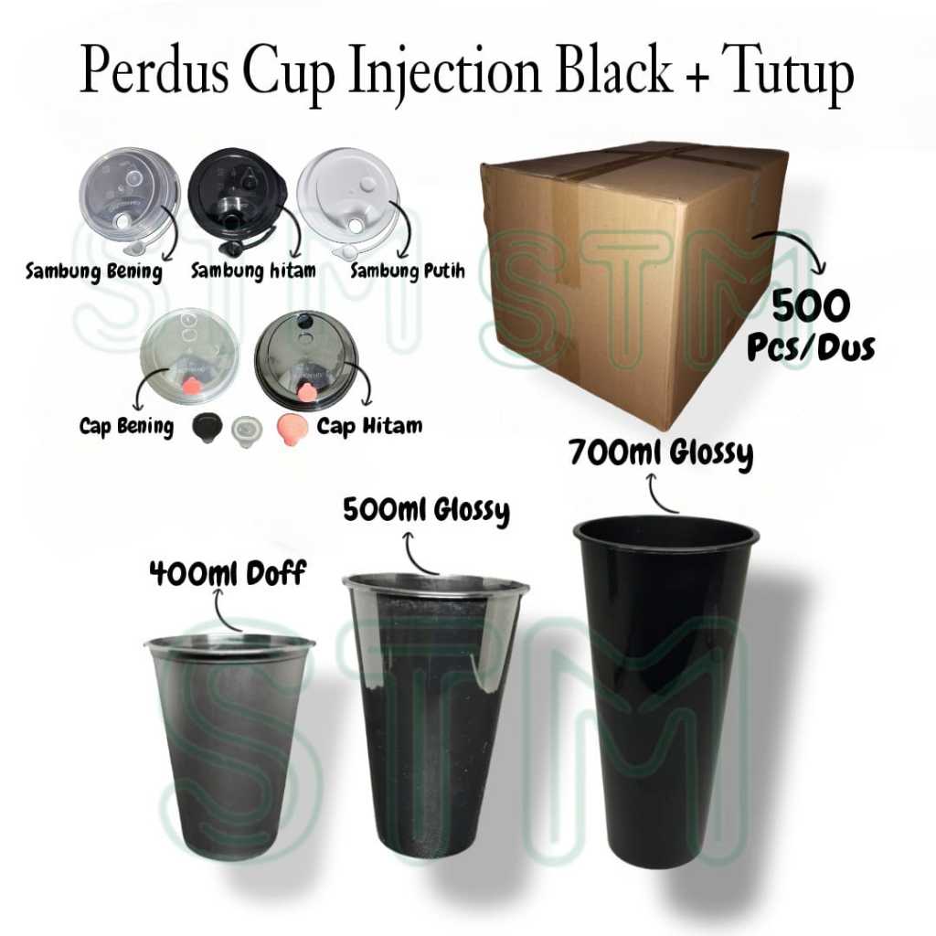 Jual Per Dus Black Cup Injection 500pcs/Thinwall Injection PPI Cup ...