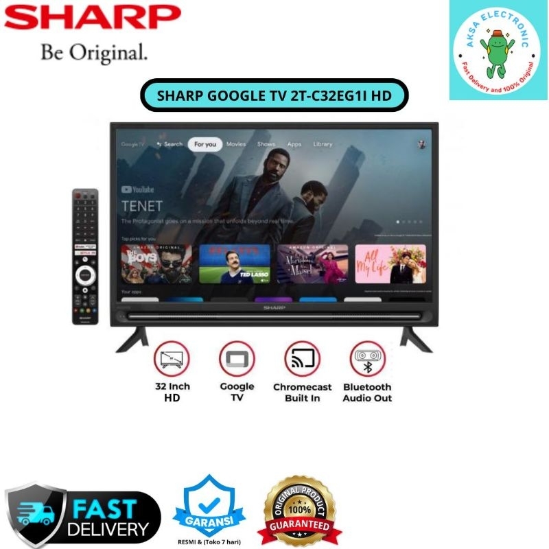 Jual SHARP 2T-C32EG1I LED GOOGLE TV 32INCH HD 32EG1I | Shopee Indonesia