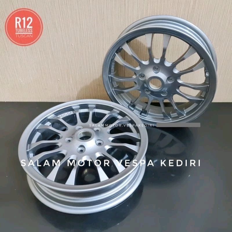 Jual Velg Vespa Vrossi Ring 12 Tuscan Tubeless GUN METAL ABU ABU grey ...