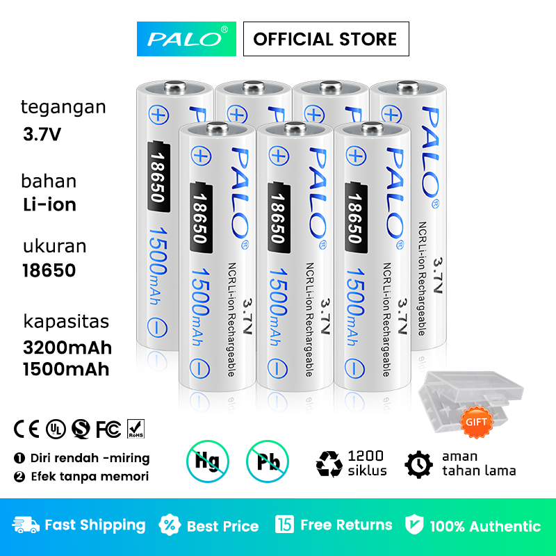 Jual PALO Baterai Cas 18650 Point Top 1500mAh 30A 3.7V Original 100% Li ...
