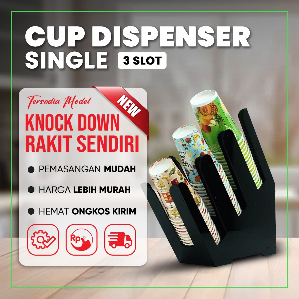 Jual Rak Cup Dispenser Paper Cup Organizer Cup Holder 3 Slot | Shopee ...
