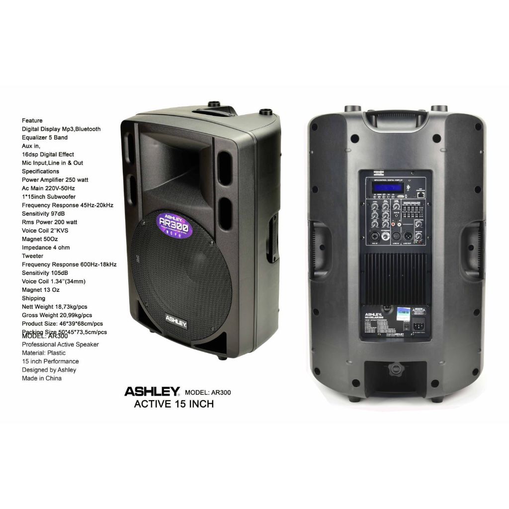 Jual Speaker Aktif Ashley AR 300 Original Active AR300 15 inch ...