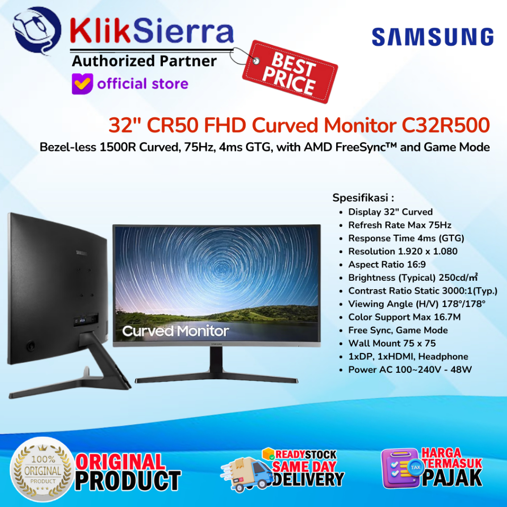 Jual SAMSUNG 32" inch LC32R500FHE FHD LED Curved Monitor LC32R500 ...