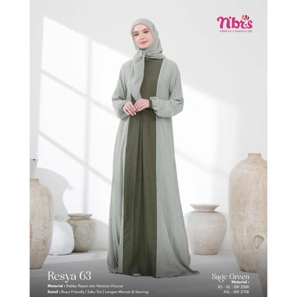 Jual GAMIS NIBRAS RESYA 63 SAGE GREEN,GREY# | Shopee Indonesia