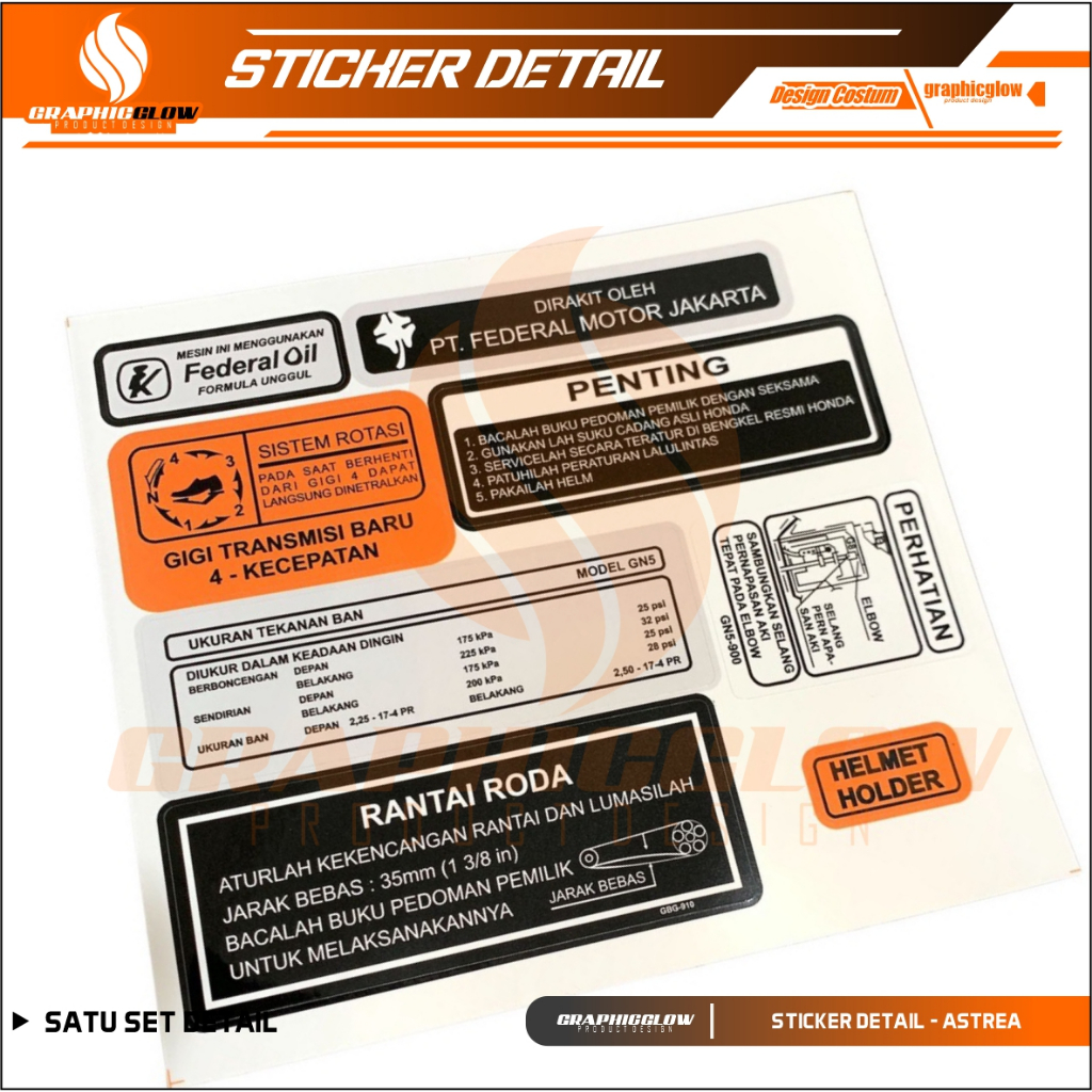Jual STIKER DETAIL / STICKER PELENGKAP MOTOR HONDA ASTREA STAR PRIMA ...