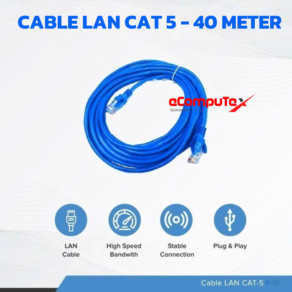 Jual KABEL LAN UTP CAT 5 40M / CABLE CAT 5E 40 METER RJ45 TERPASANG ...