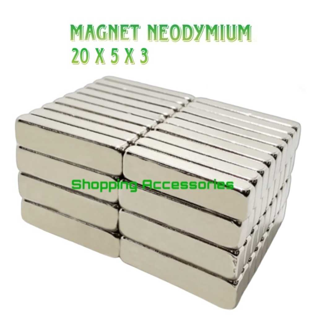 Jual Magnet Neodymium Kotak Ukuran 20x5x3mm Strong Magnet -1pcs ...
